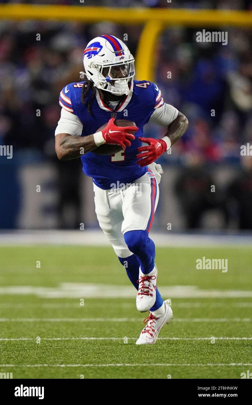 Buffalo Bills running back James Cook (4) during an NFL football game ...