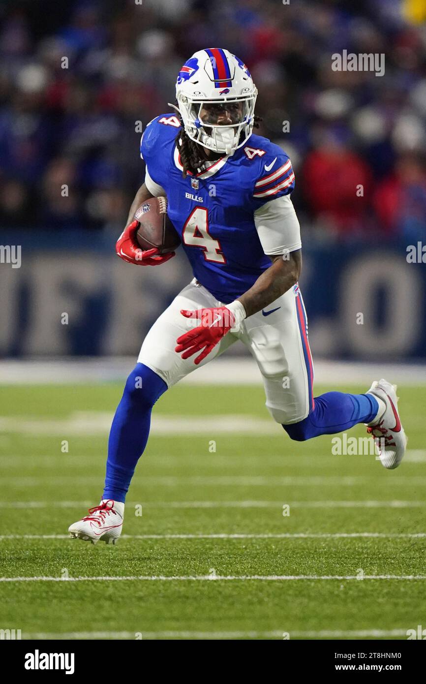 Buffalo Bills running back James Cook (4) during an NFL football game ...