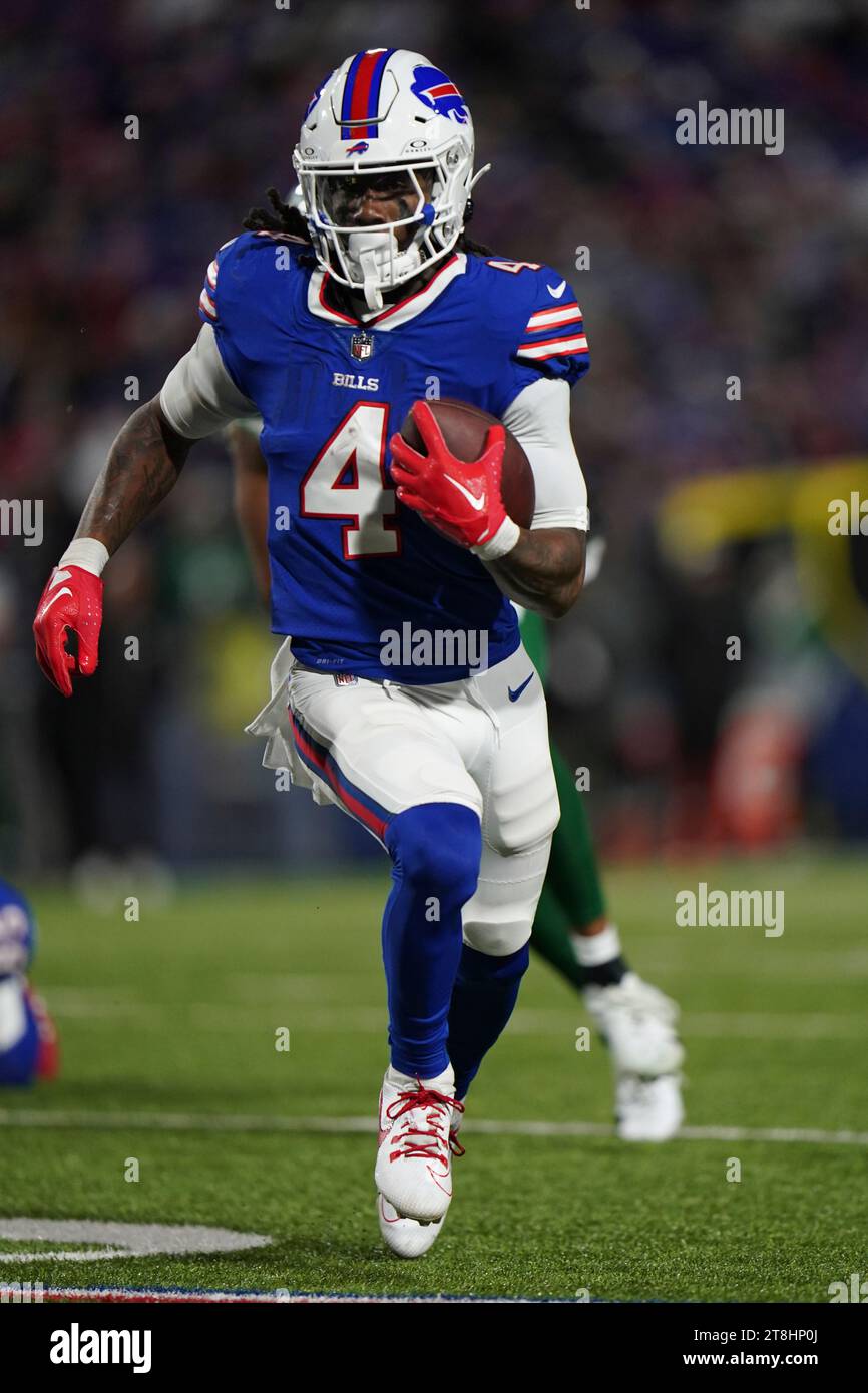 Buffalo Bills running back James Cook (4) during an NFL football game ...