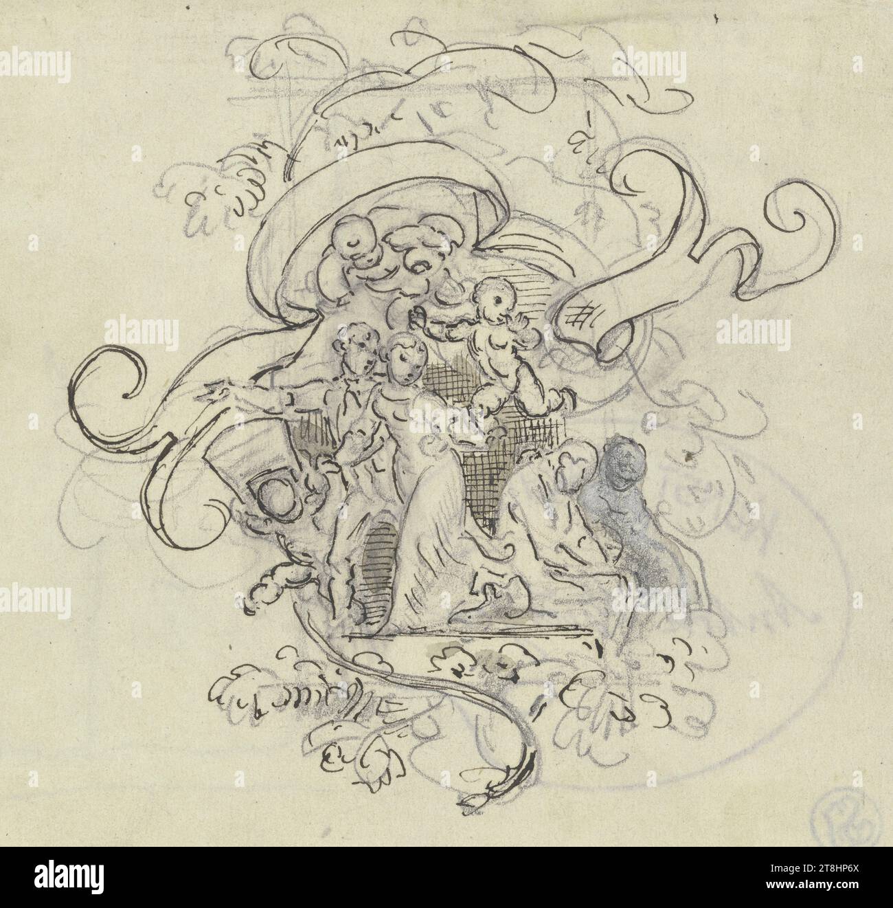 ANTON BURGER, vignette, sheet, 92 x 99 mm, pen and black-brown over ...