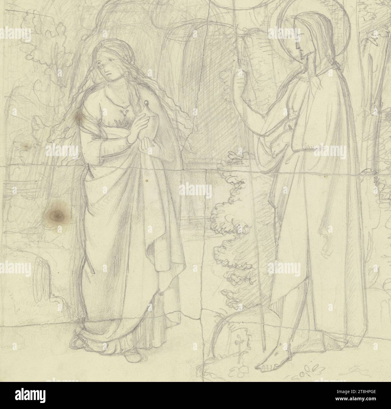 PHILIPP VEIT, Christ and Magdalena, Easter Morning, sheet, 171 x 176 mm ...