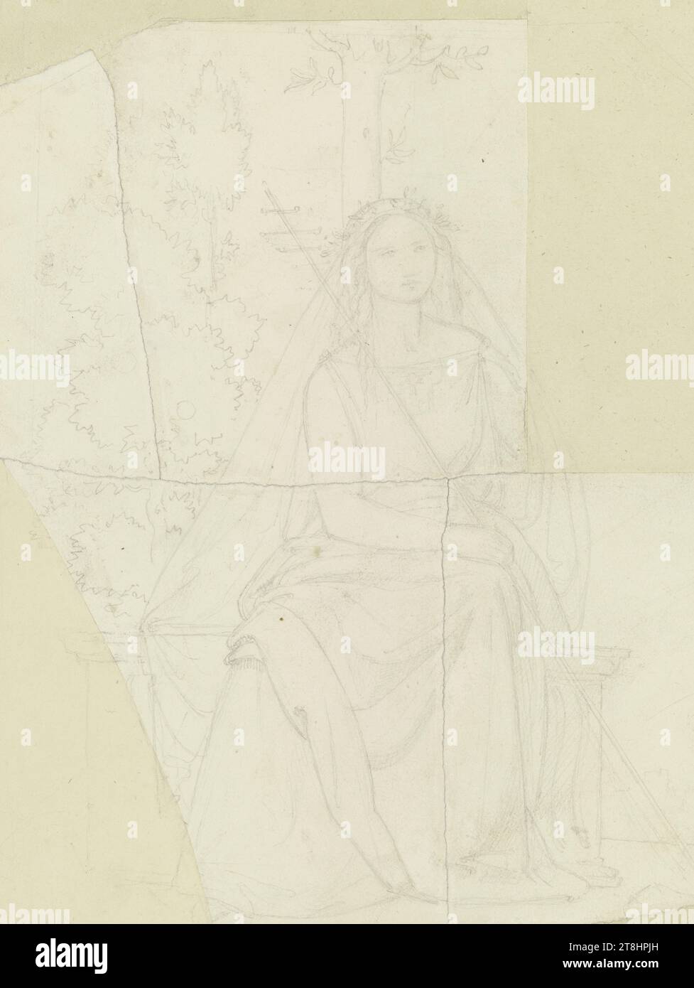 PHILIPP VEIT, Italia, approx. 1832 - 1833, sheet, 203 x 150 mm, pencil ...