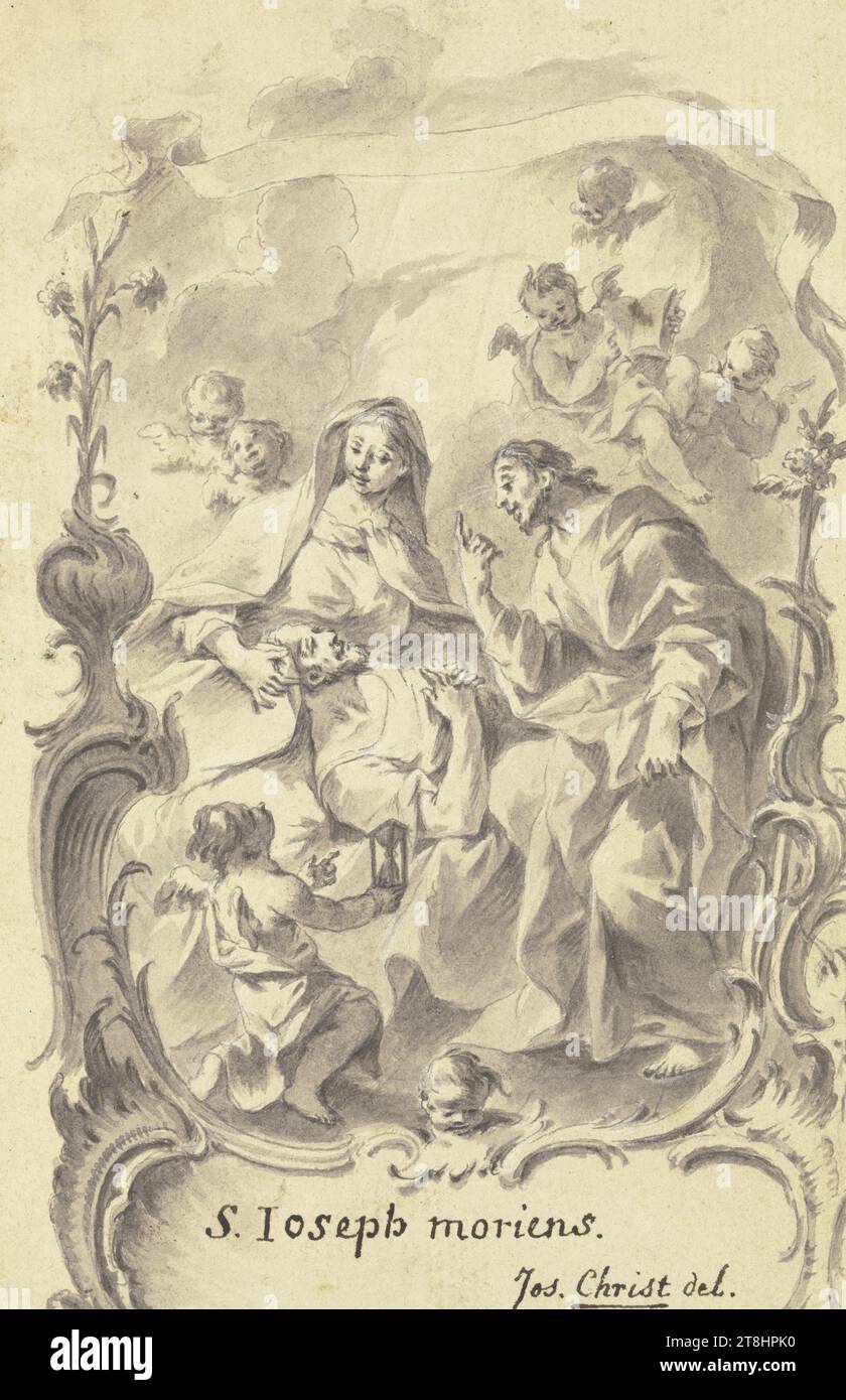 JOSEF CHRIST, The death of Saint Joseph, sheet, 155 x 102 mm, pen and ...