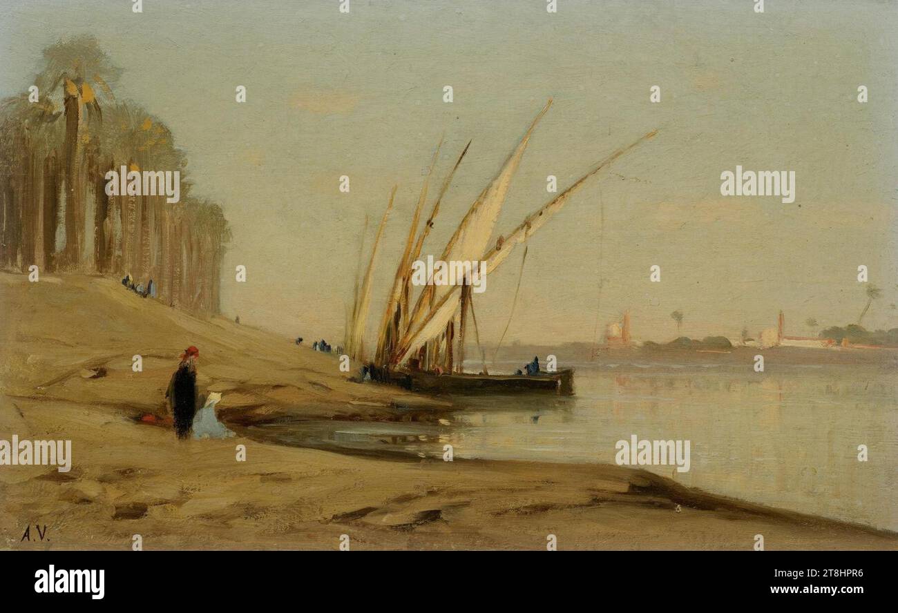 Auguste Louis Veillon - Middle Eastern Harbour Scene Stock Photo - Alamy