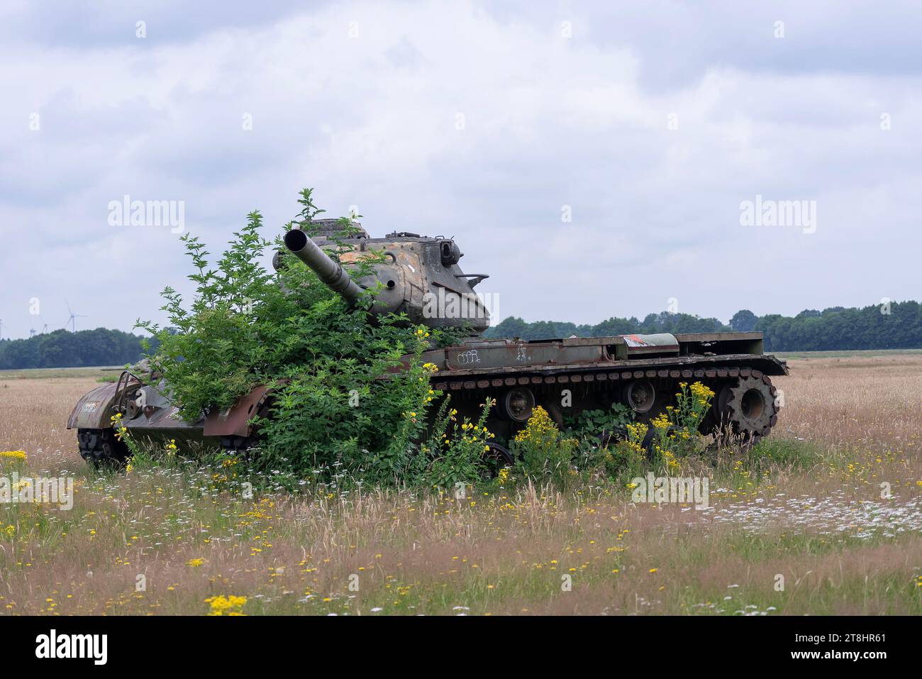 Sögel, Germany - Focus on abandoned American tanks in the middle of a ...