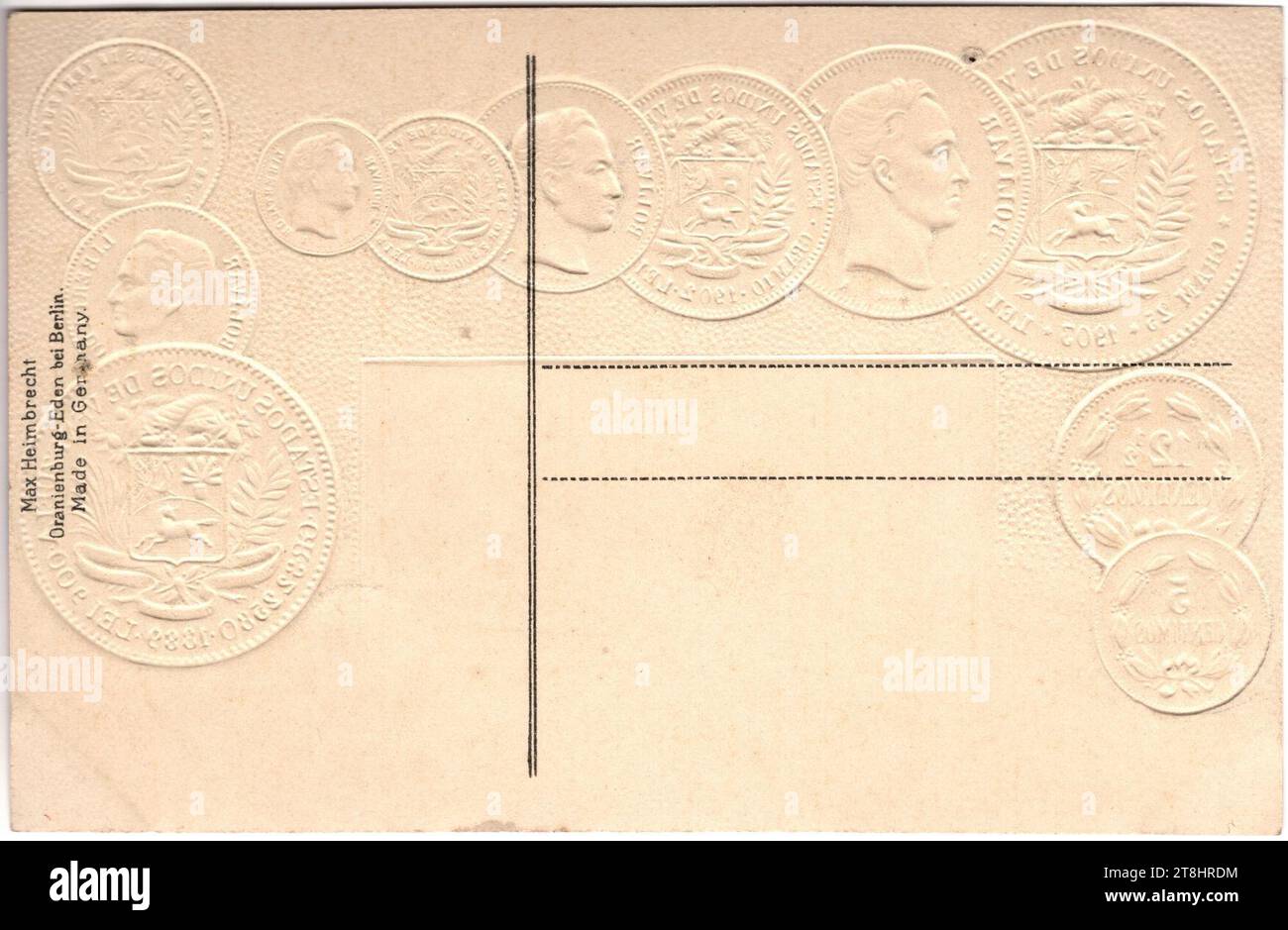 Coin postcard Venezuela (rev Stock Photo - Alamy