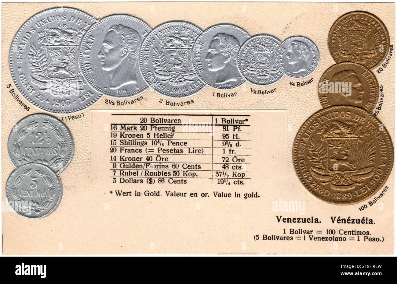 Coin postcard Venezuela (obv Stock Photo - Alamy