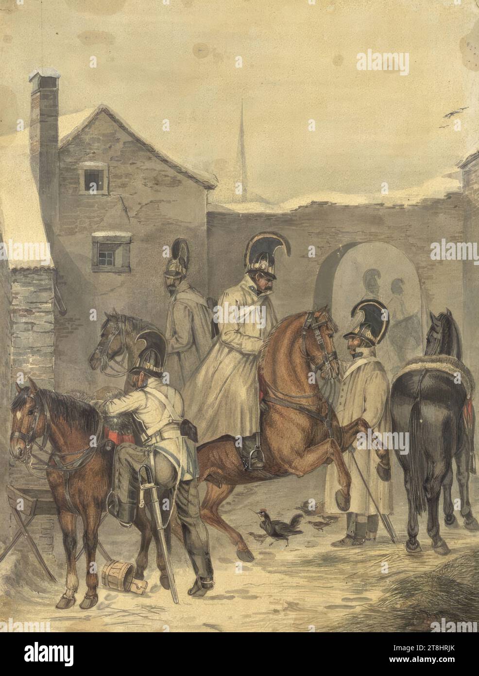 Austrian cuirassiers in front of a gate, Joseph Heicke, Vienna 1811 ...