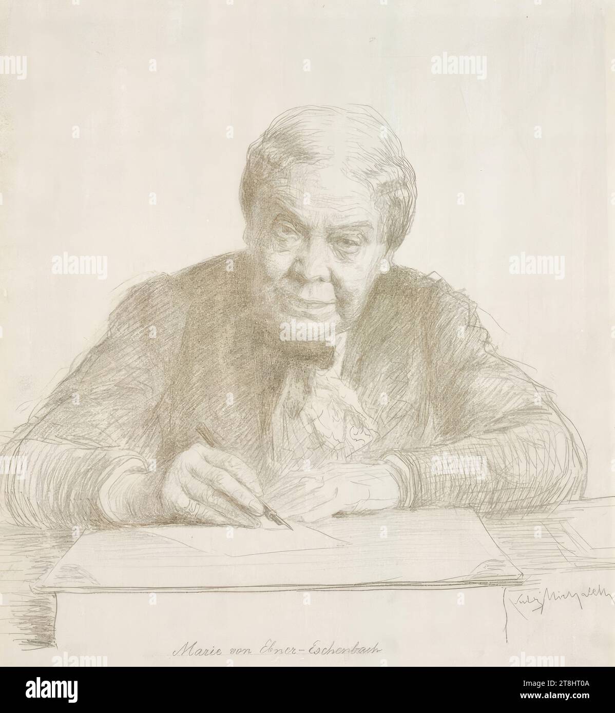 Portrait study: Marie von Ebner-Eschenbach, Ludwig Michalek, Temesvár ...
