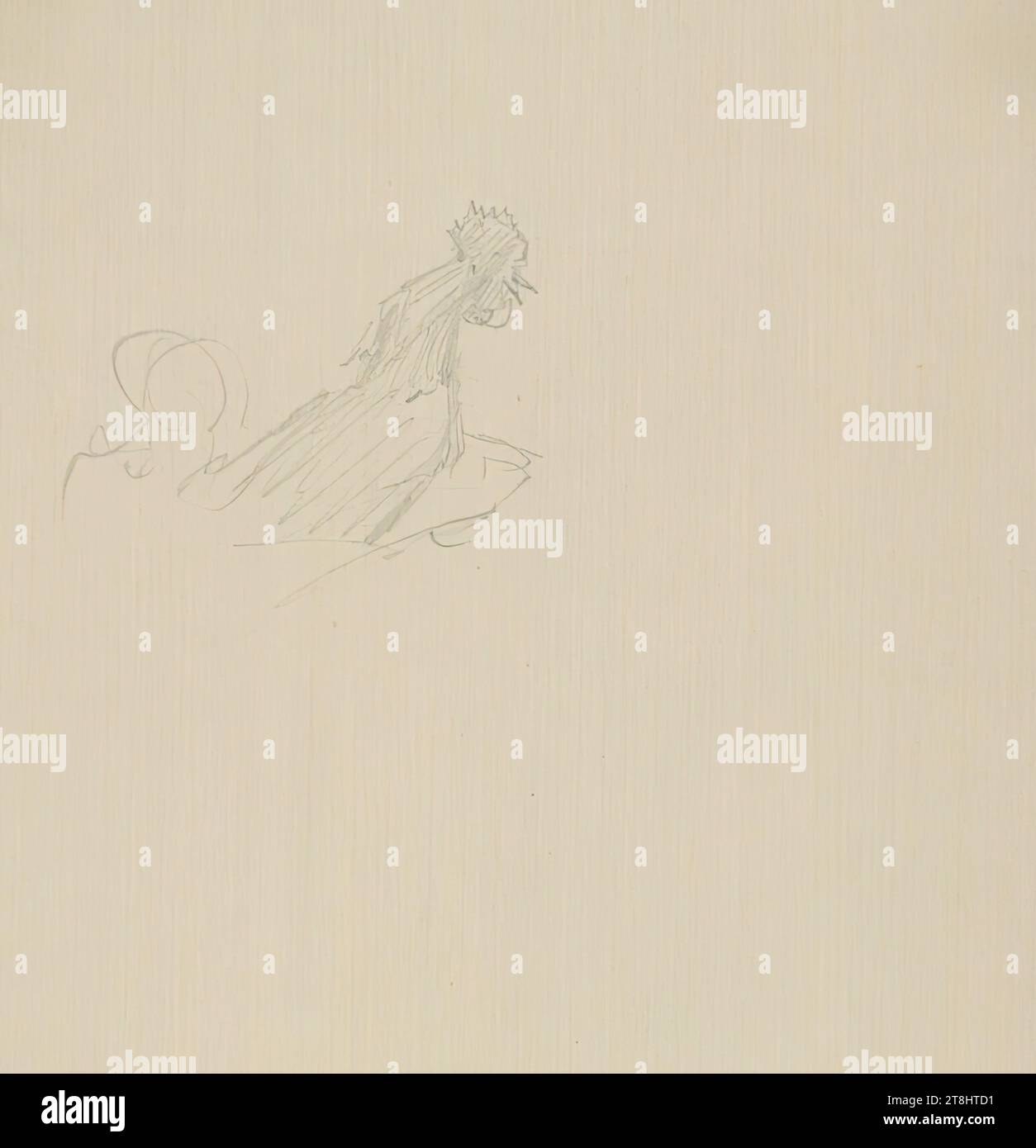 Sketch of a rooster, upside down in the sketchbook, Danhauser Josef ...