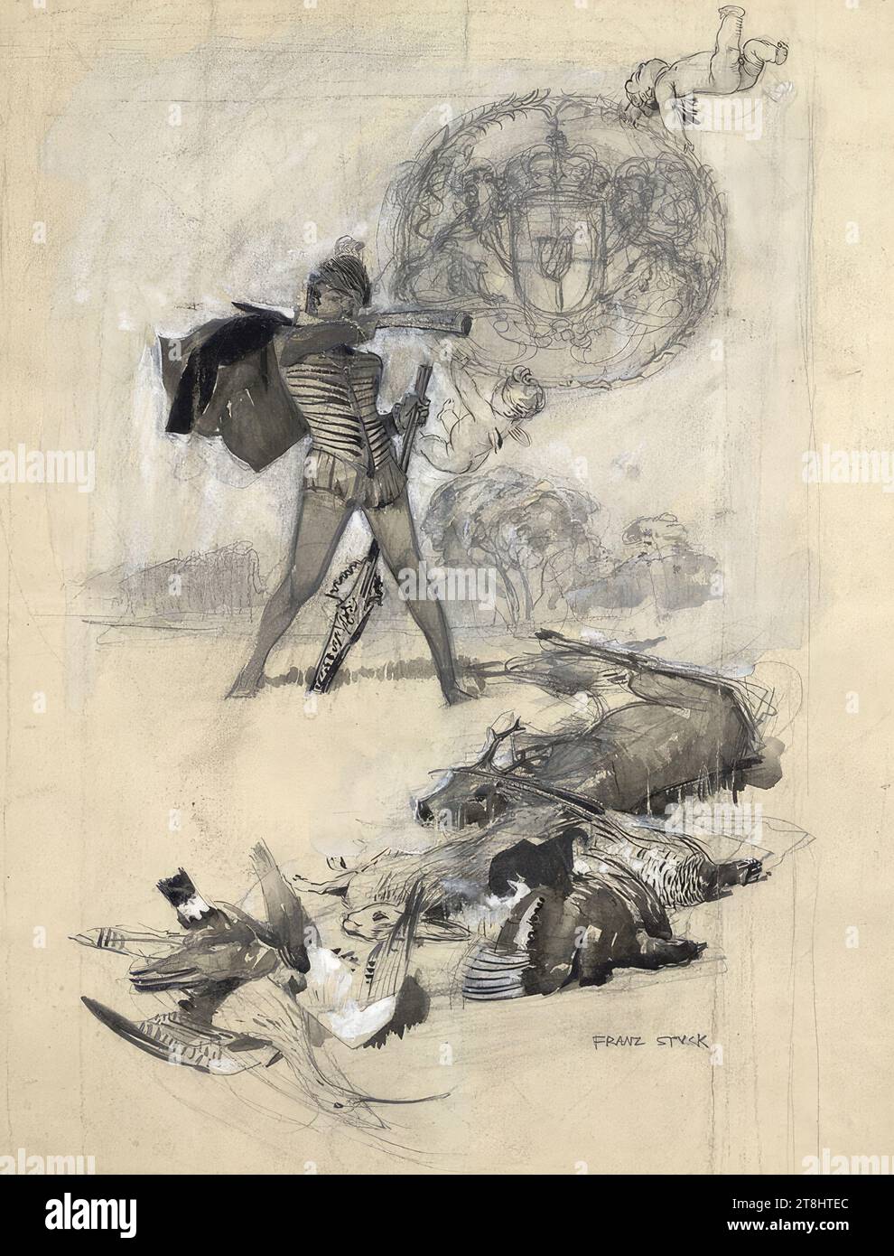 Draft for a hunting map, Franz von Stuck, Tettenweis 1863 - 1928 Munich ...