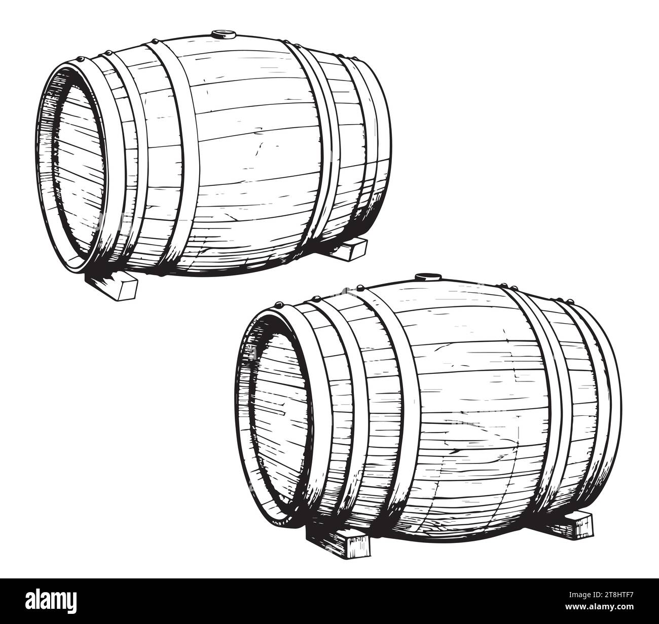 Hand drawn beer barrel Black and White Stock Photos & Images - Alamy