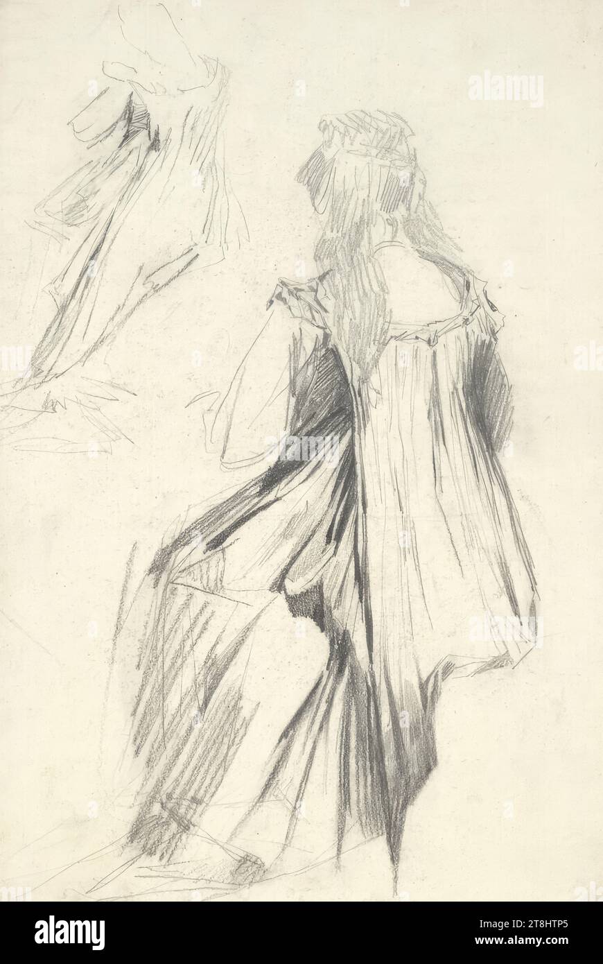 Two preliminary drawings for the painting 'Lady at the Spinet', Hans ...
