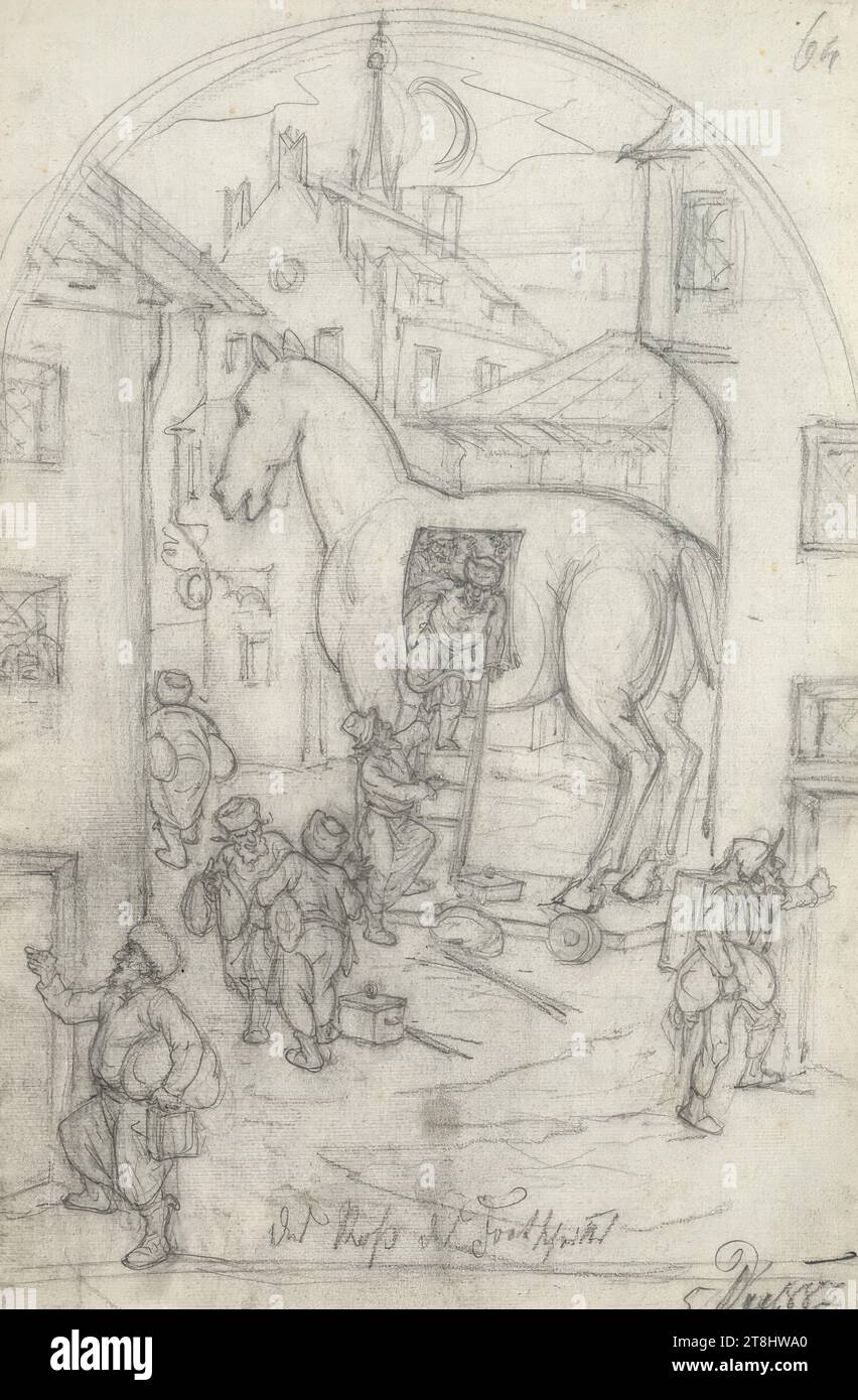 The Horse of Progress, Anonymous, 1887, drawing, pencil, mount cutout ...
