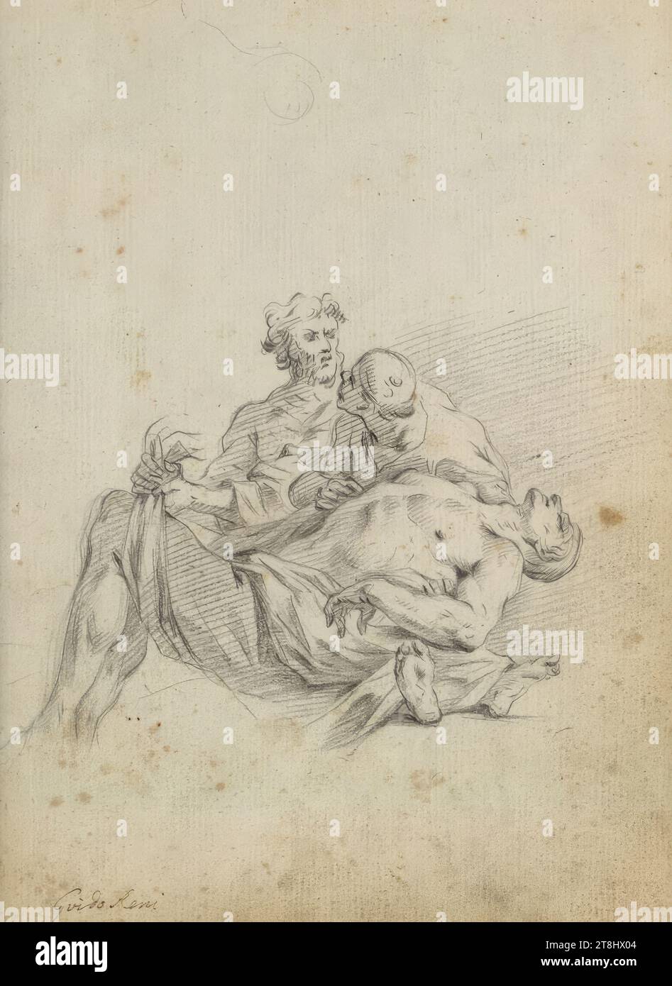 Heaving plague dead onto a cart, sketchbook Altomonte Bartolomeo; 64 ...