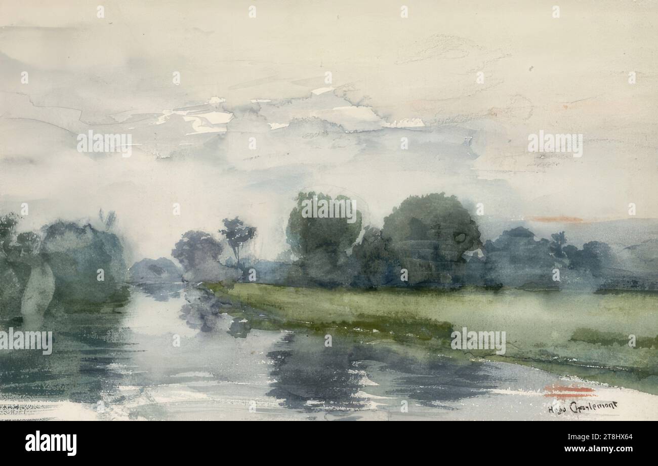 River landscape, Hugo Charlemont, Jamnitz, Moravia 1850 - 1939 Vienna ...