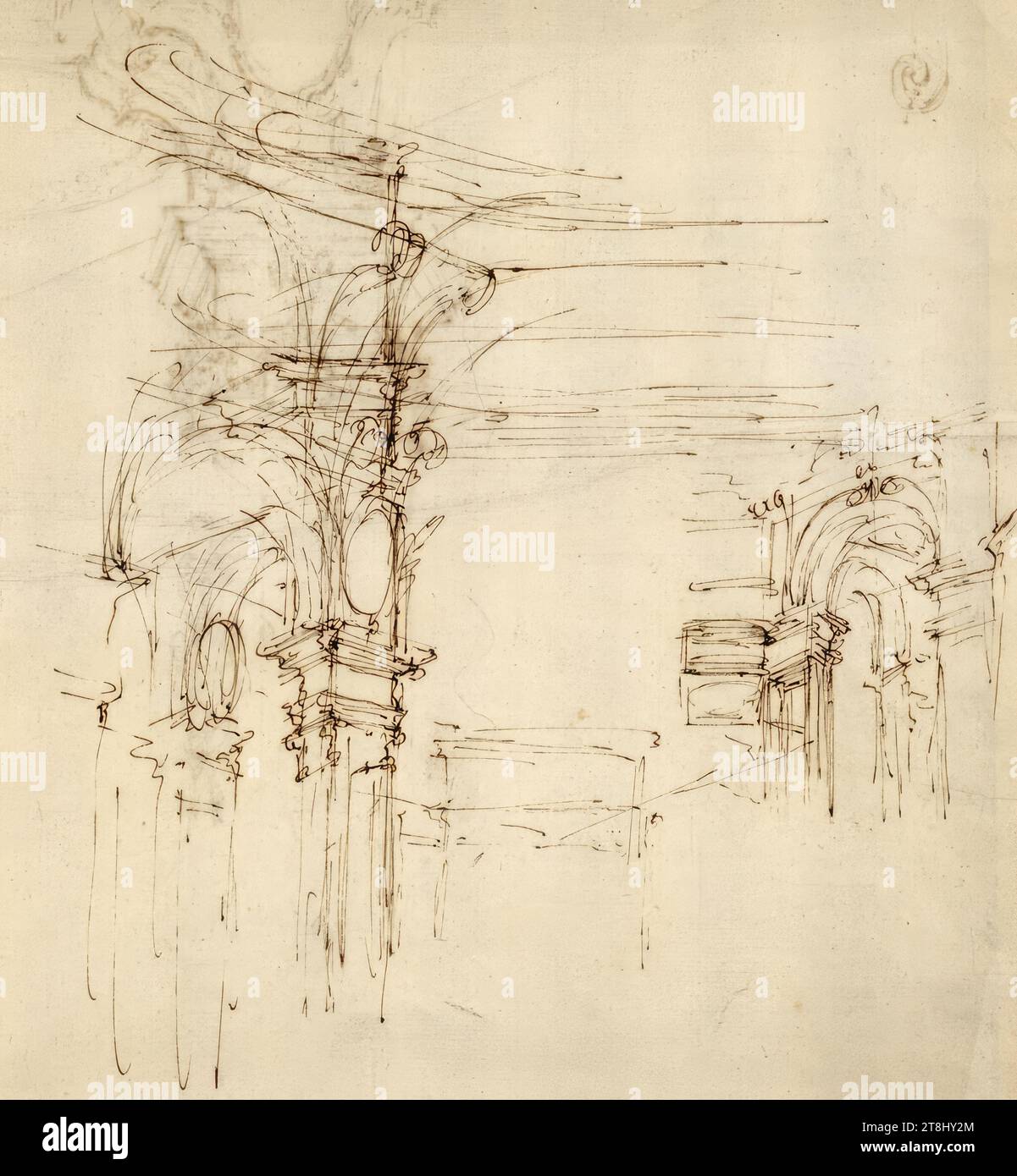 Sketches for pillar architecture and entablature, Anonymous, drawing ...