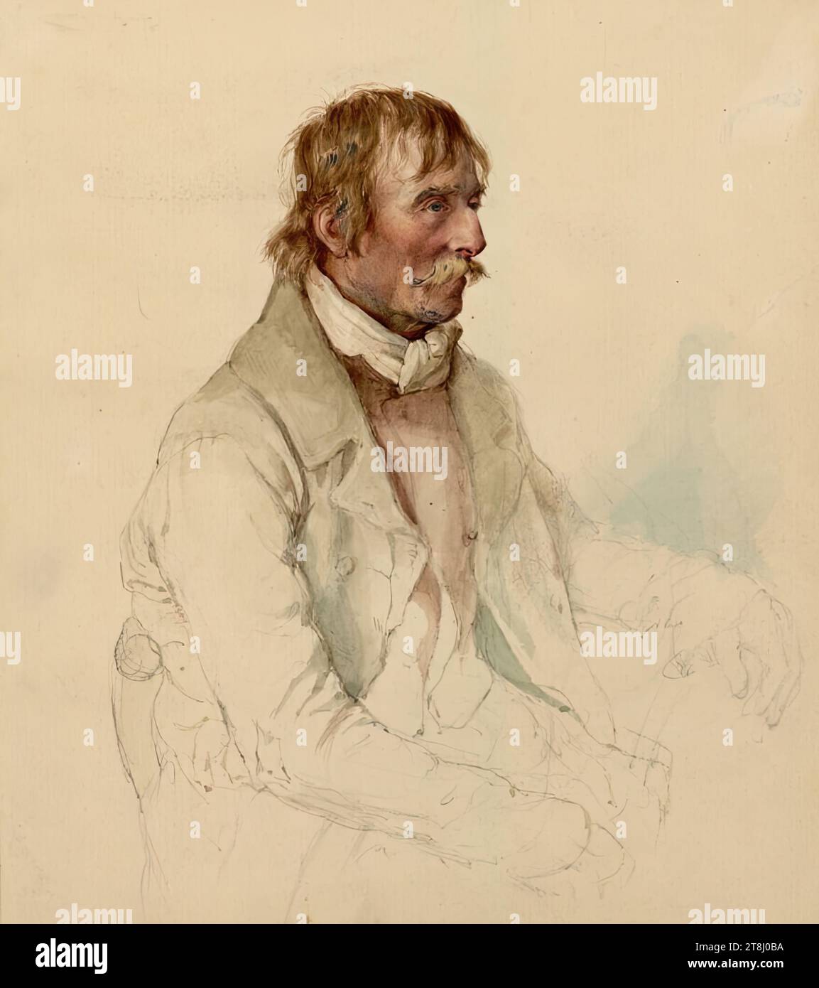 Male bust, Gustav Gaul, Vienna 1836 - 1888 Vienna, 1850, drawing ...