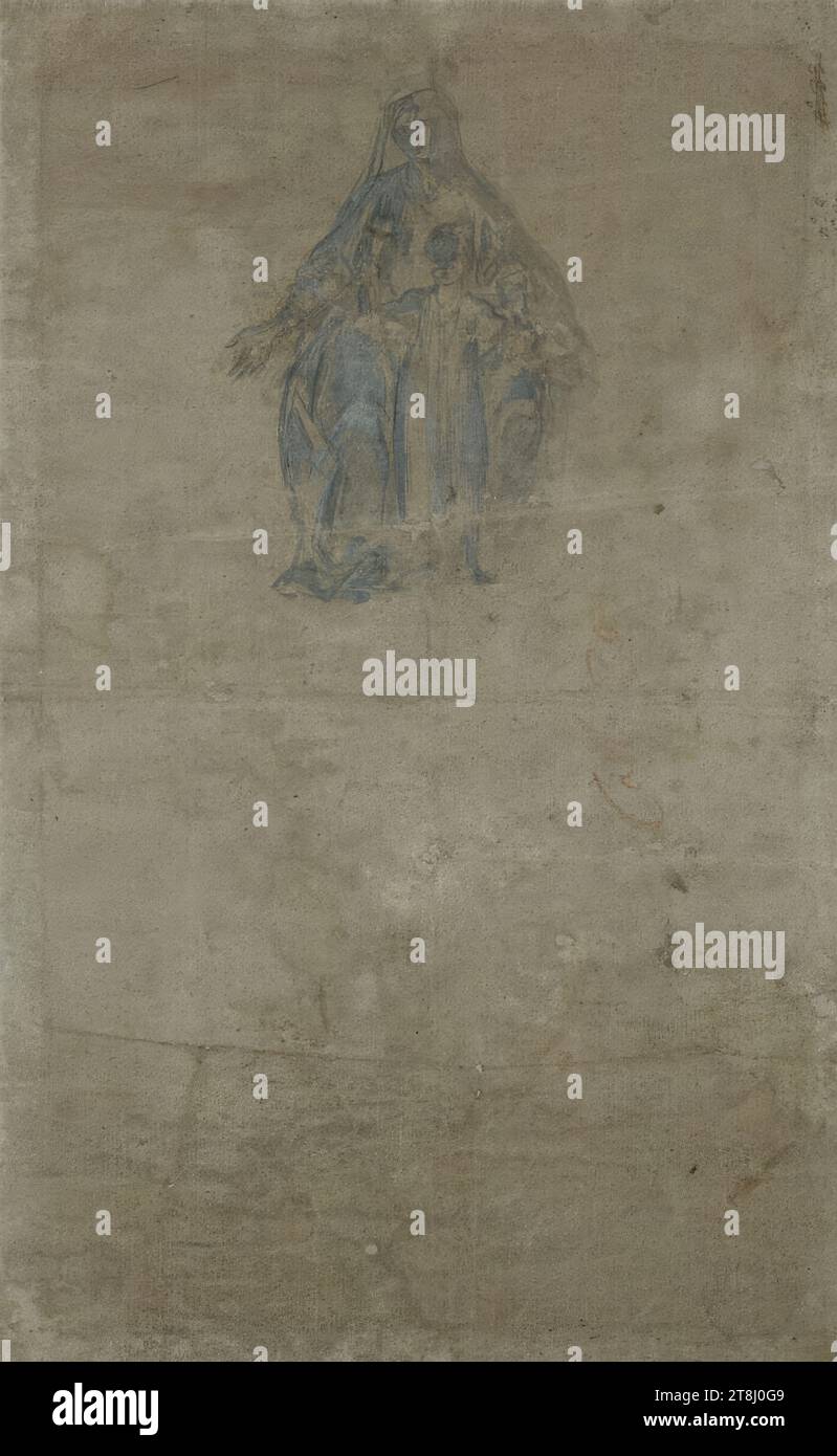 Saint Anne seated in front view with Mary as a child standing between ...