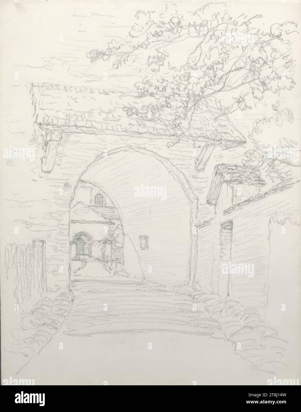 View through a gate entrance, sketchbook Ribarz Rudolf; 30 paginated ...