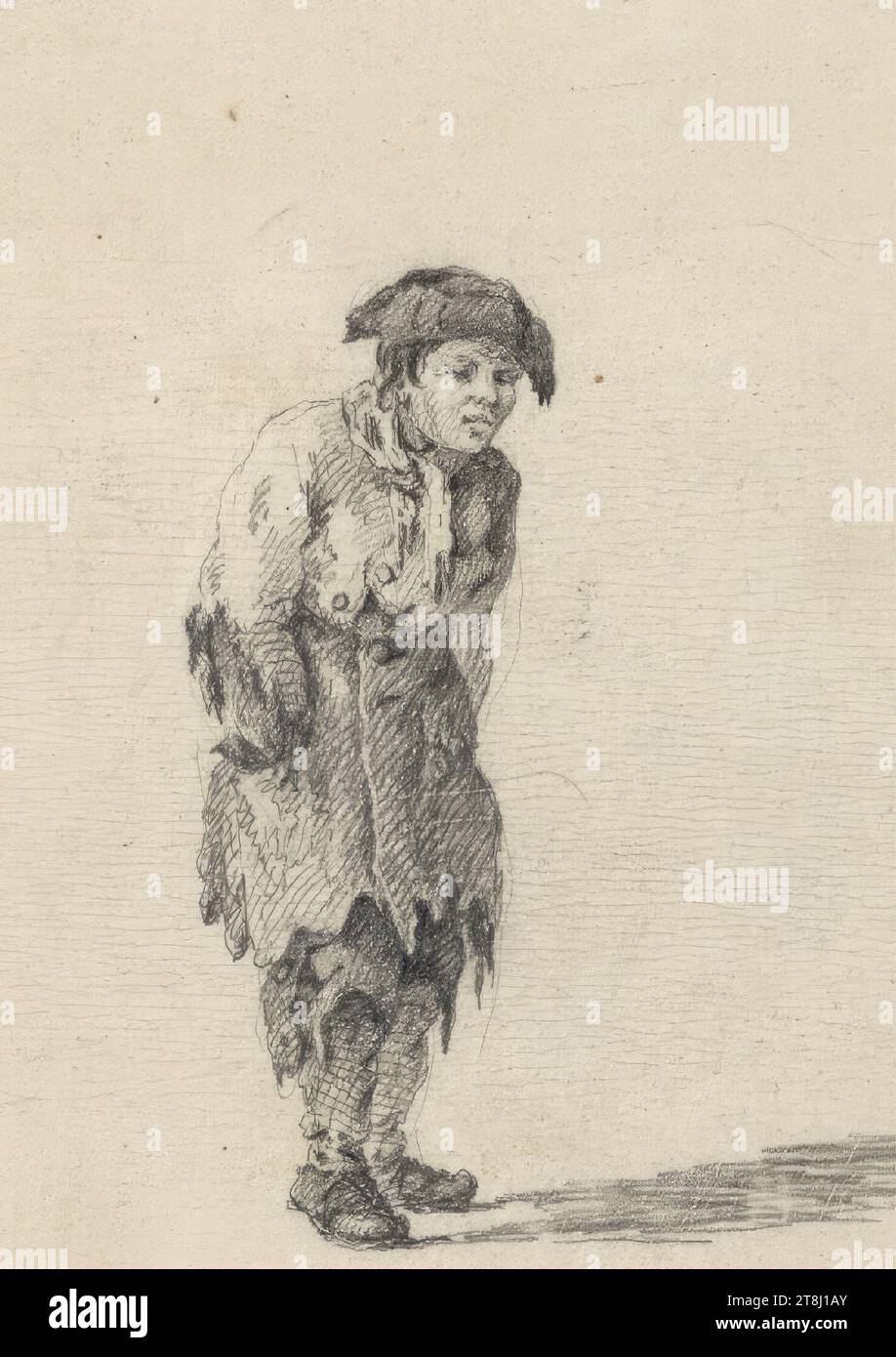 Beggar boy to the right, drawing, pencil on primed paper, mount: 11.3 x ...