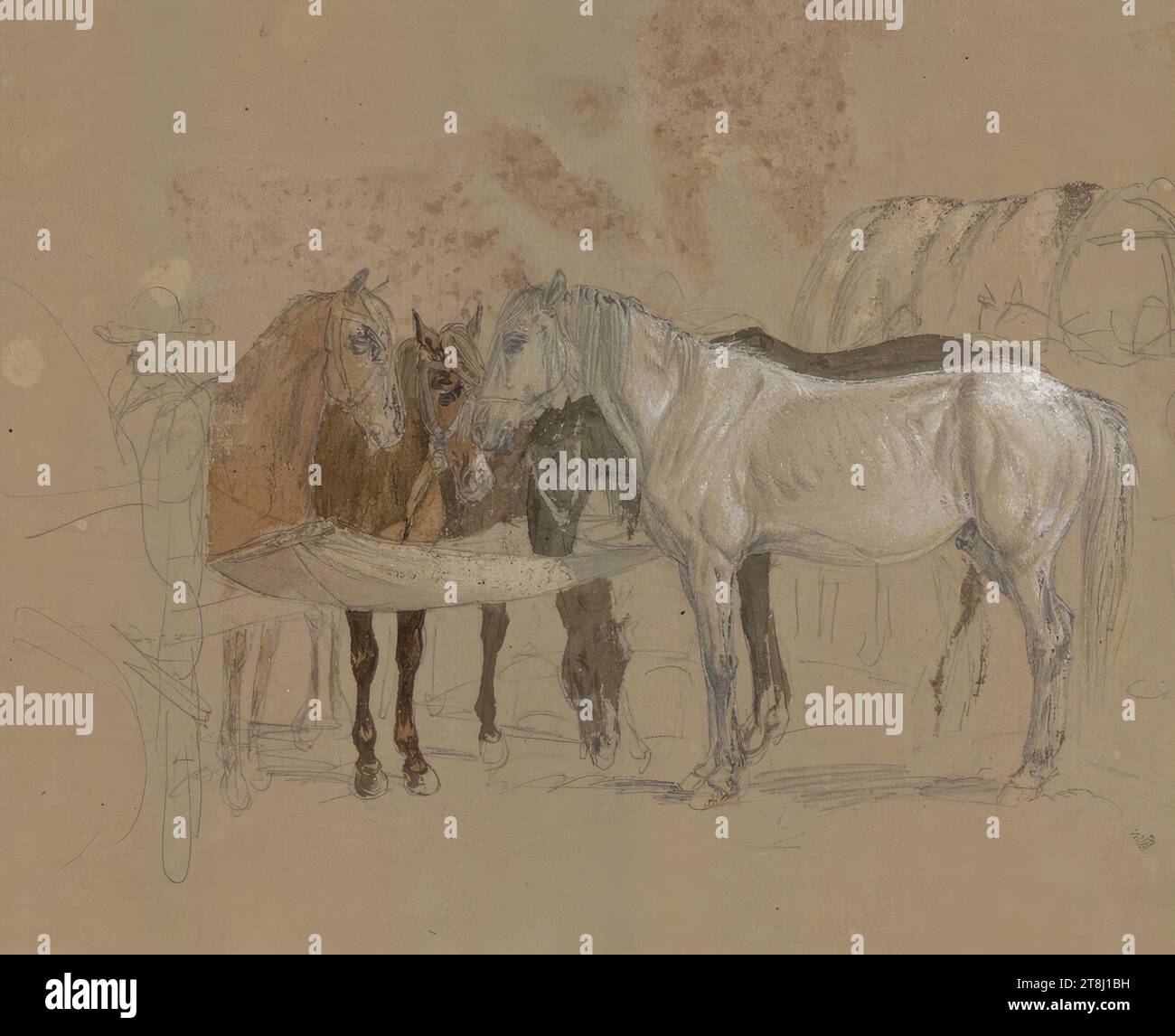 Study of horses on a feed cloth, Johann Adam Klein, Nuremberg 1792 ...