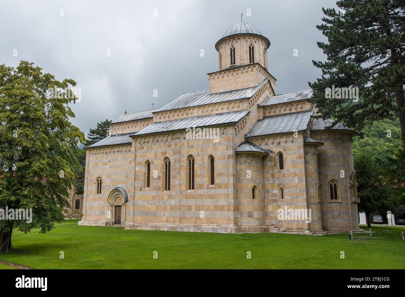 The Visoki Decani monastery church in the countryside of Kosovo Stock ...