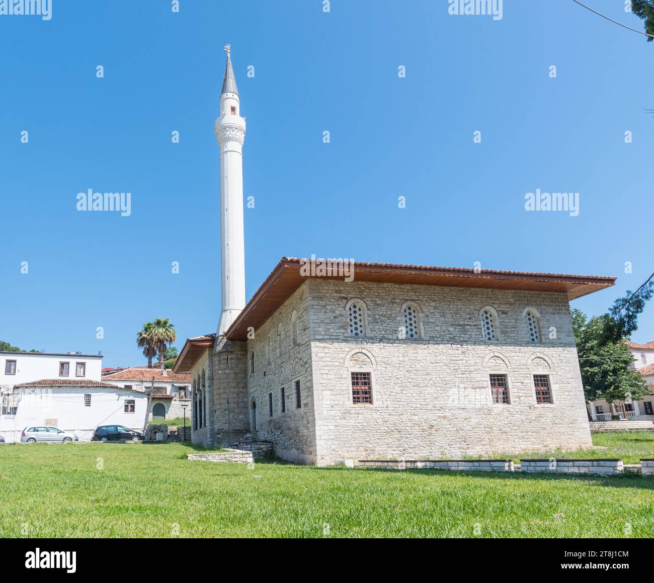 the Xhamia Mbret mosque in the Unesco world heritage site of city of ...