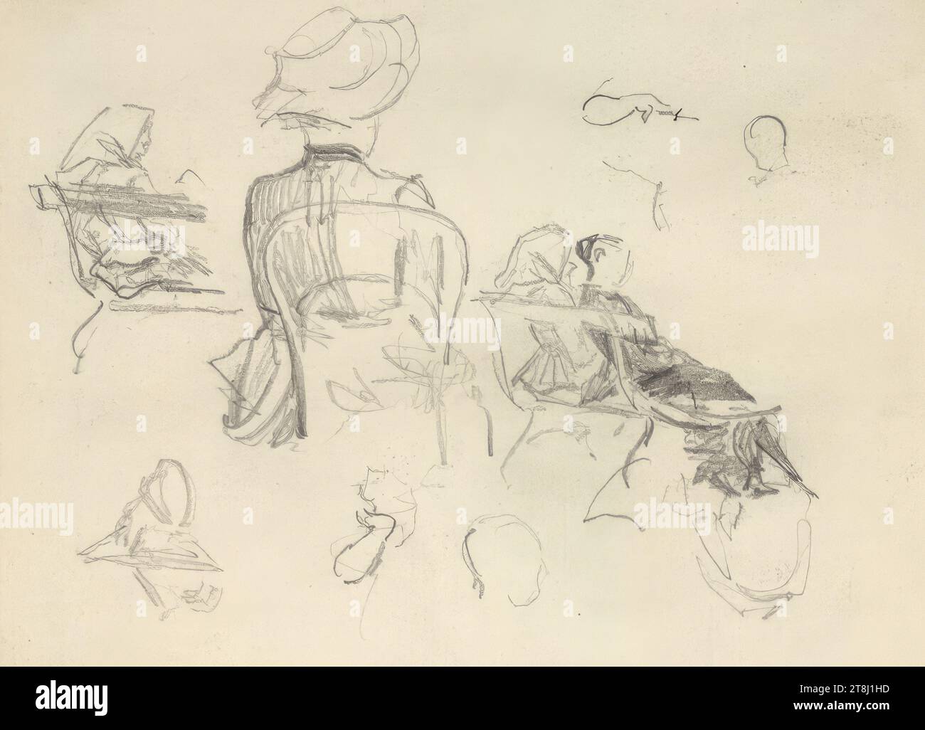 Sketch with back view of a seated lady, Franz Rumpler, Tachau 1848 ...