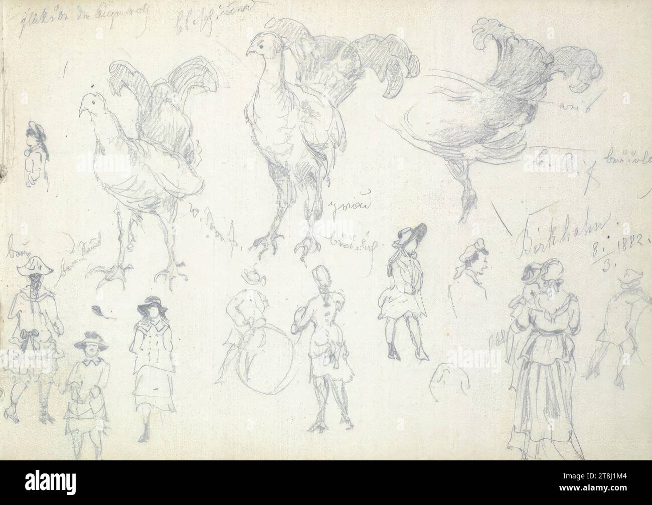 Various sketches, study of a black grouse, on March 8, 1882, Alt Franz ...