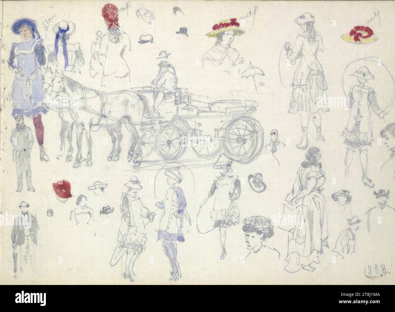Various sketches, 1883, Alt Franz sketchbook; 27 paginated pages, Franz ...