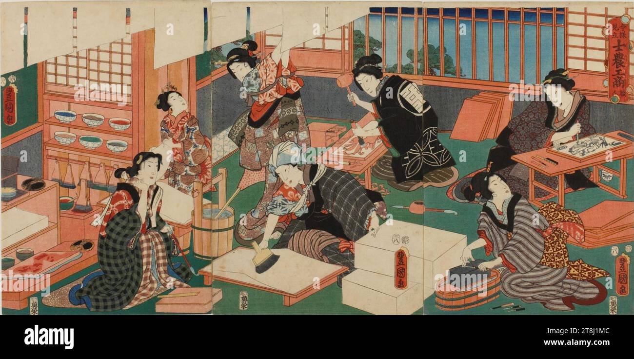 Utagawa Kunisada (1857) Imayō mitate shinō kōshō yori shokunin Stock ...