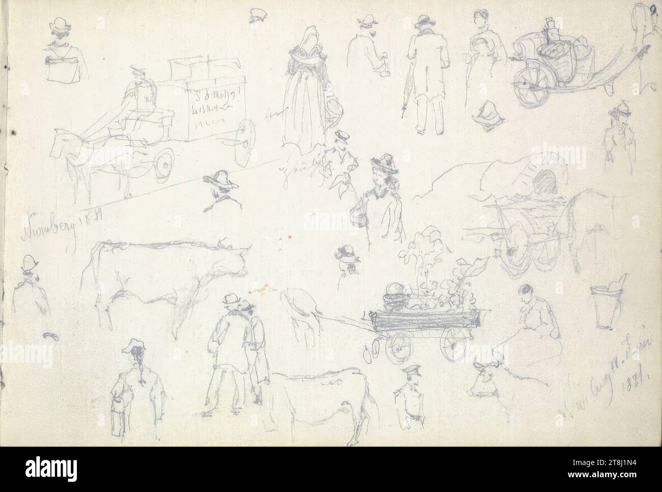 Various sketches, Nuremberg 1881 and Nuremberg, June 18, 1881, Alt ...