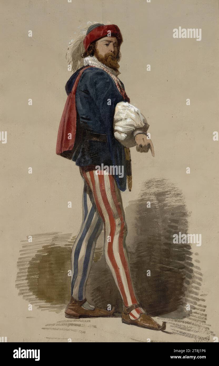 Costume study, Josef Selleny, Vienna 1824 - 1875 Inzersdorf, drawing ...