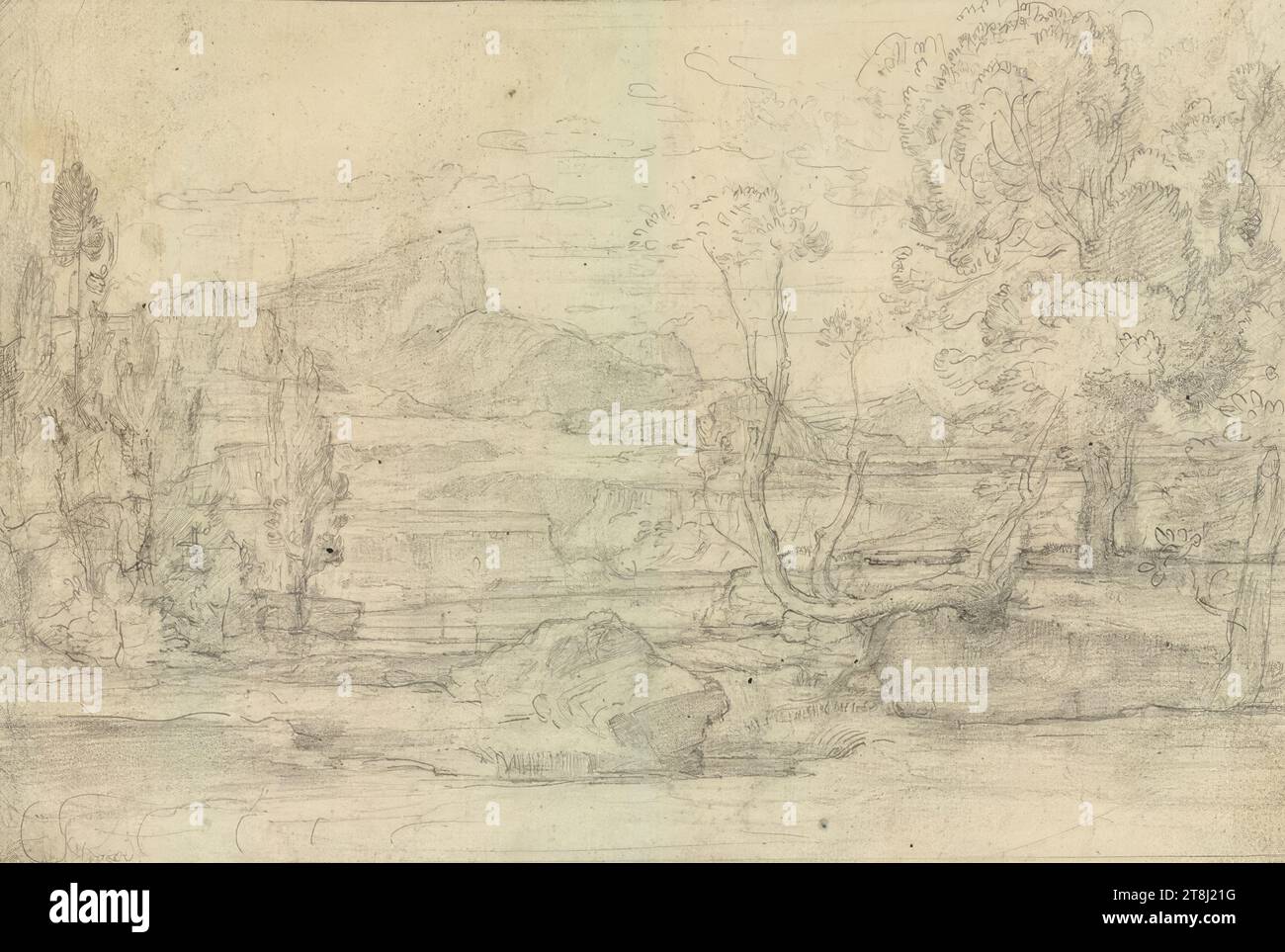 Southern landscape, Ferdinand Olivier, Dessau 1785 - 1841 Munich, 1830 ...