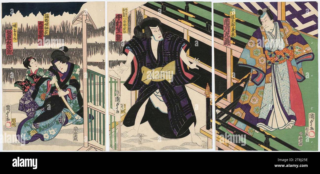 Utagawa Kunisada II - Actors Ichikawa Kuzô III as Hachimantarô Yoshiie ...