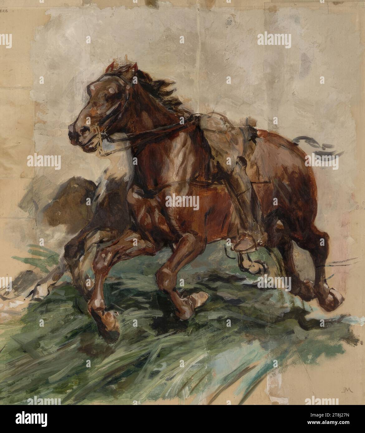 Brown cuirassier horse galloping, Ernest Meissonier, Lyon 1815 - 1891 ...