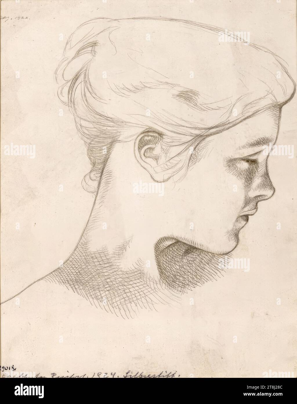 Girl's head in profile, Carl Anton Reichel, Wels 1874 - 1944 Vienna ...