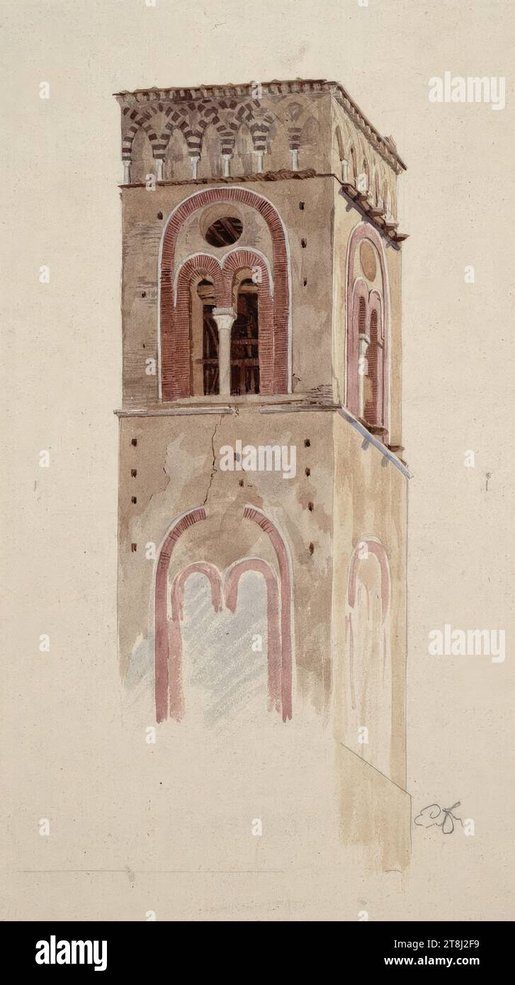 The campanile of the Cathedral of Ravello on the Italian Amalfi Coast ...