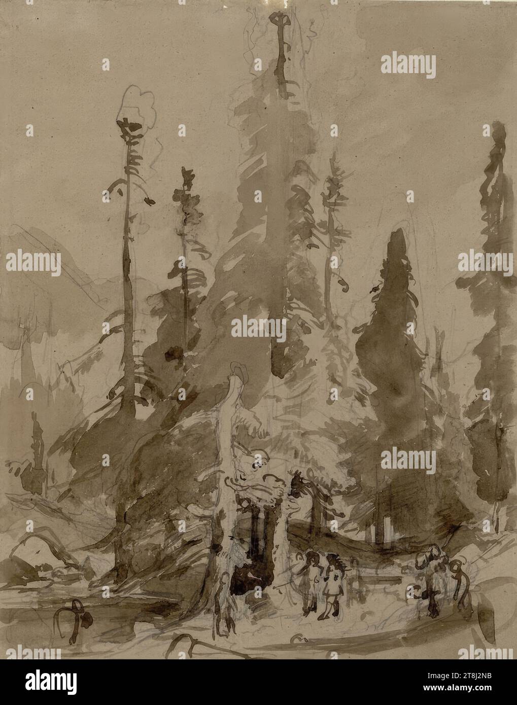 Draft for a painting in the Weimar Castle: Duke Wilhelm fells the first ...