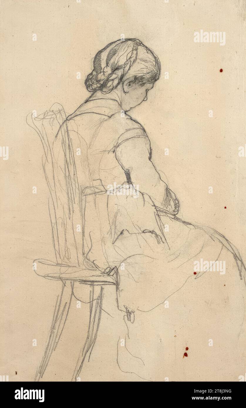 Girl sitting on a chair from behind, Eduard Kurzbauer, Lemberg 1840 ...