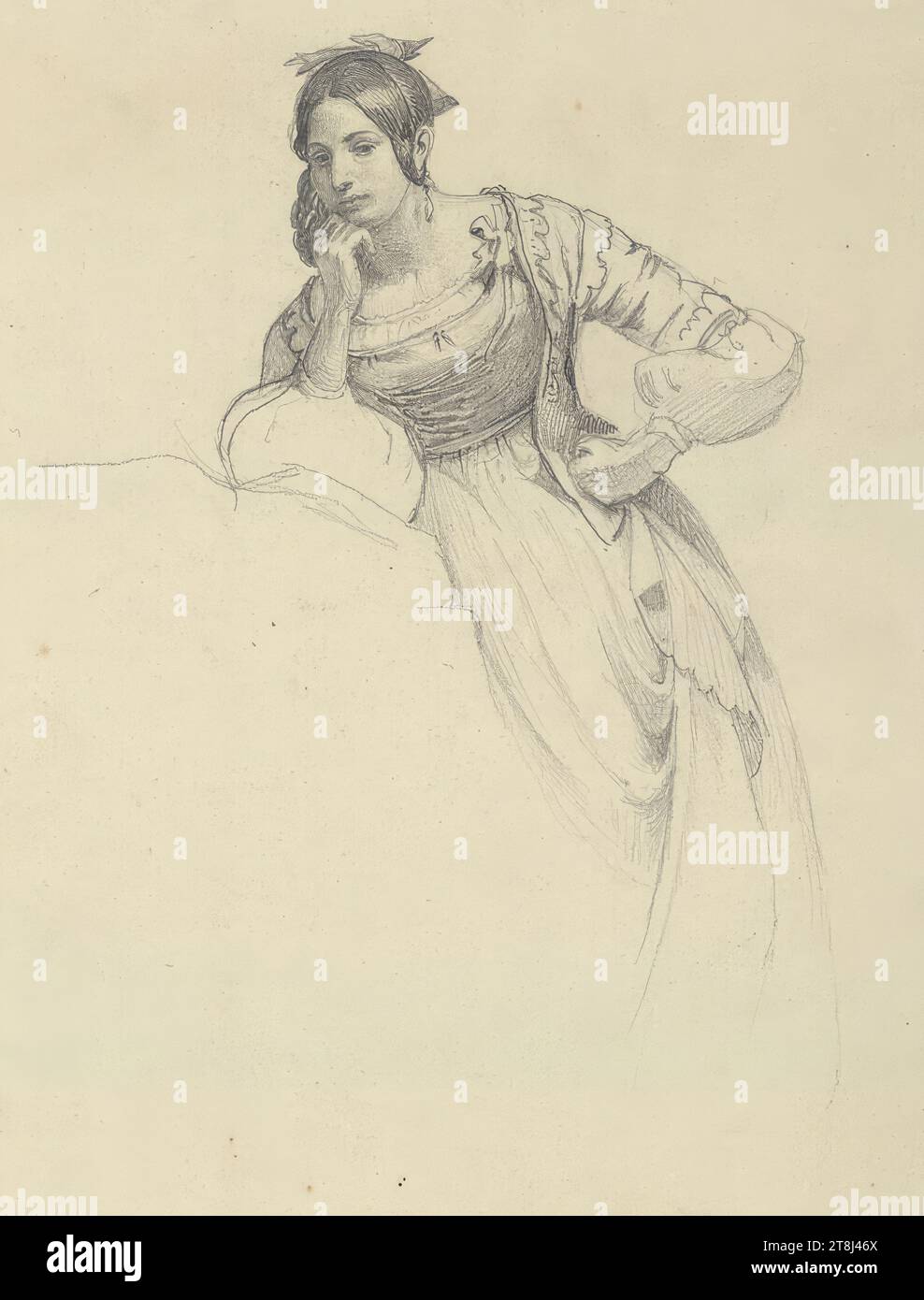 Italian woman in traditional costume, right arm supported, Ludwig ...