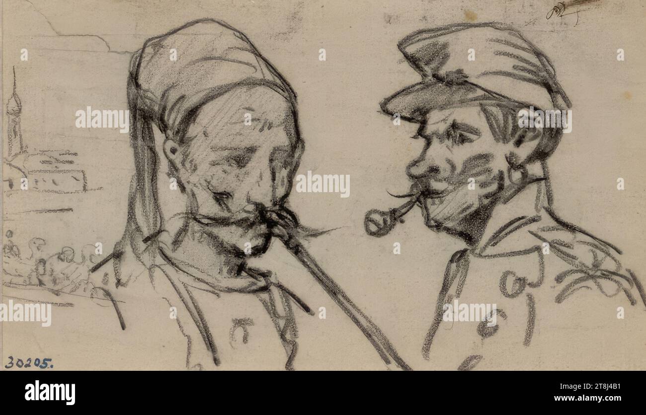 Two head studies of a French soldier and a Zouave, Gustave Doré ...