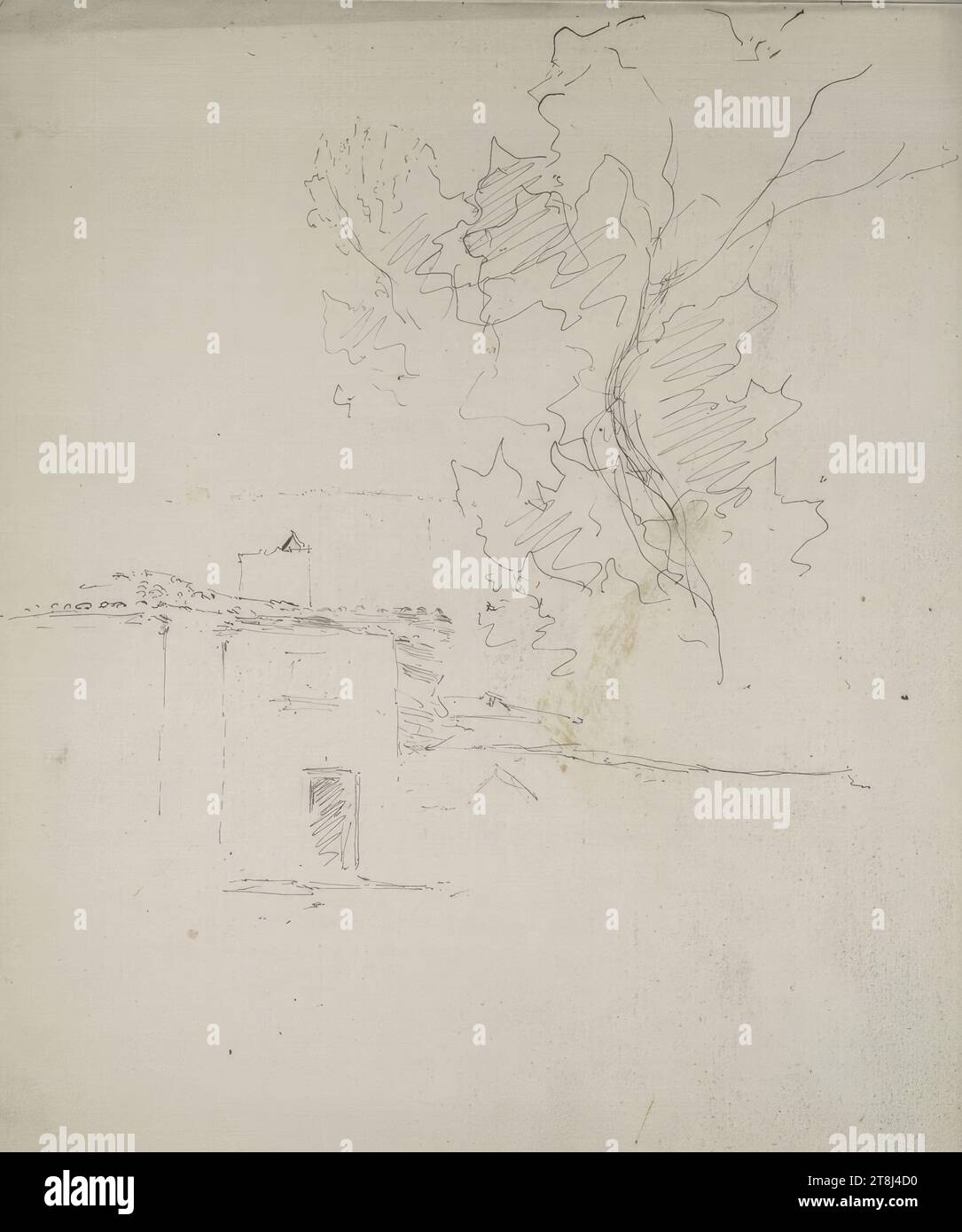 Sketch of a tree and a house, Rösch Ludwig sketchbook; 36 paginated ...