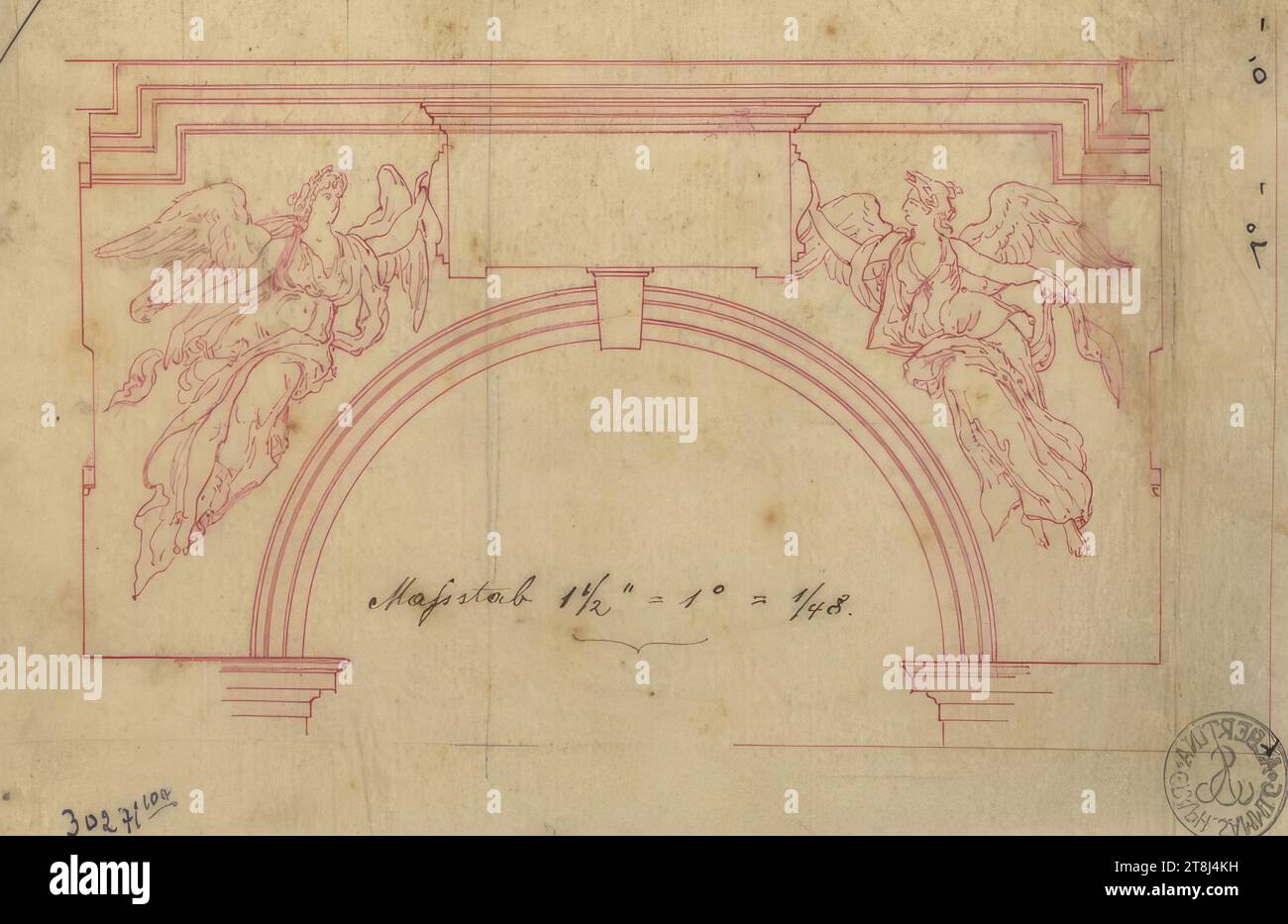 Architectural drawing, Rudolf Weyr, Vienna 1847 - 1914 Vienna, drawing ...