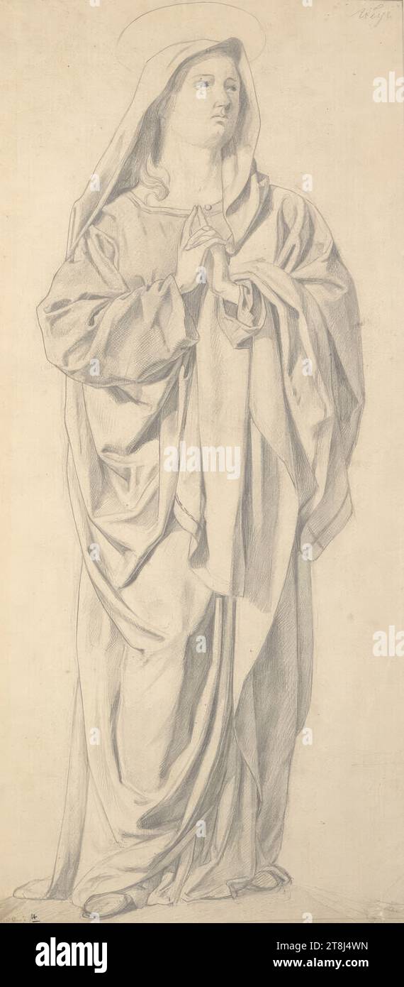 Standing Madonna, Rudolf Weyr, Vienna 1847 - 1914 Vienna, drawing ...