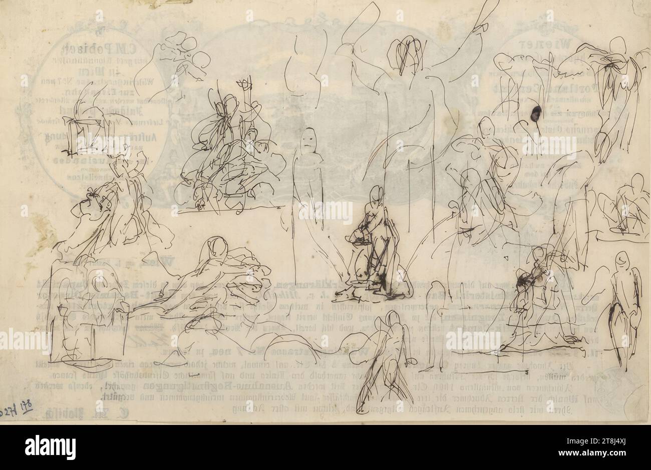 Figural studies, Rudolf Weyr, Vienna 1847 - 1914 Vienna, drawing, 14.8 ...
