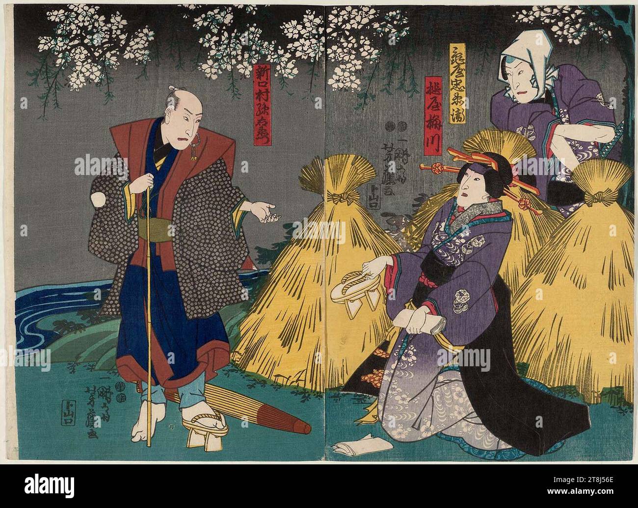 Utagawa Yoshifuji - Actors Sawamura Chôjûrô V as Kameya Chûbei, Onoe ...