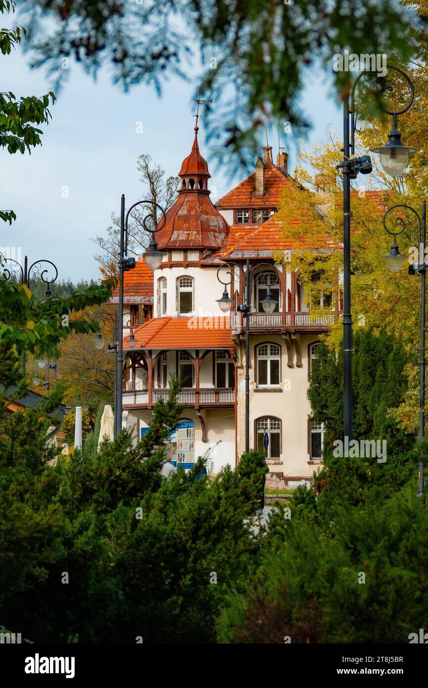 10 10 2022: Main street, vintage spa houses. Tourism in spa resort ...