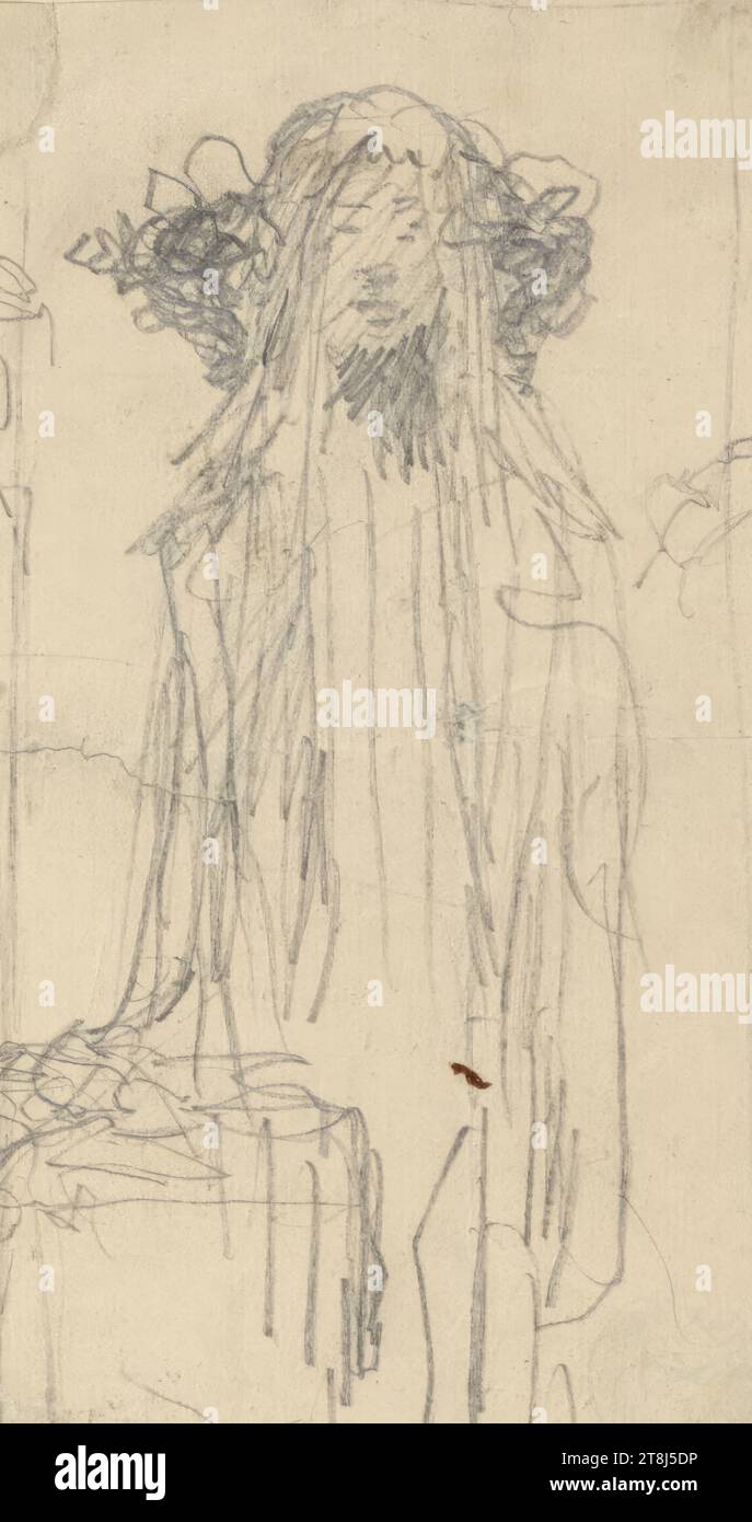 Figure study, Rudolf Weyr, Vienna 1847 - 1914 Vienna, drawing, 14.4 × 7 ...